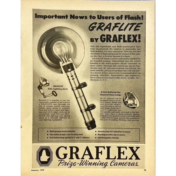 Graflex | Art | Graflex Cameras New Graflite Flash Synchronizer Vintage ...